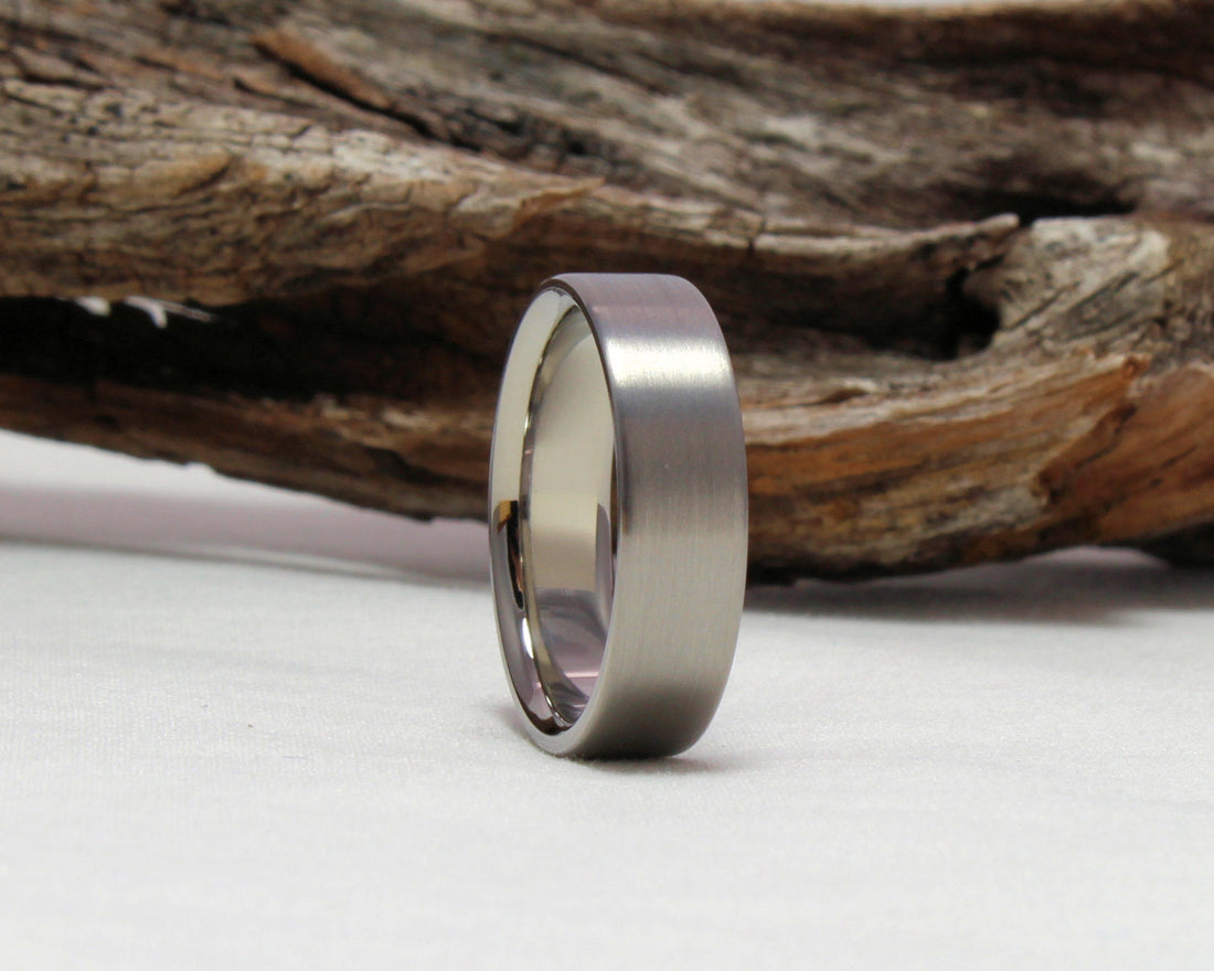 Titanium Ring, Titanium Wedding Band, Classic Wedding Band, Brushed Fi ...